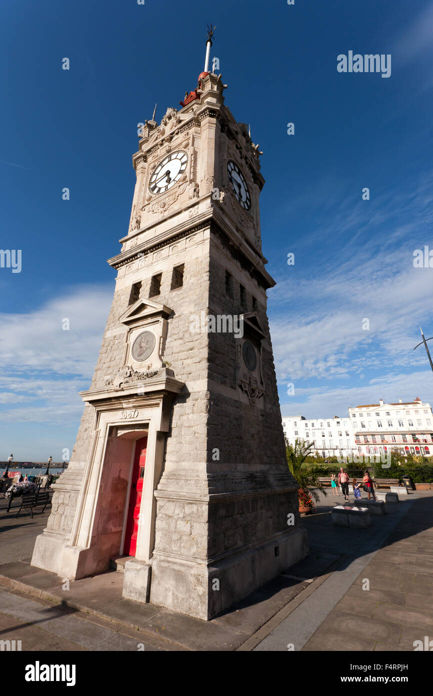Wide-Angle view of Margate Clock Tower built to commemorate Queen ...