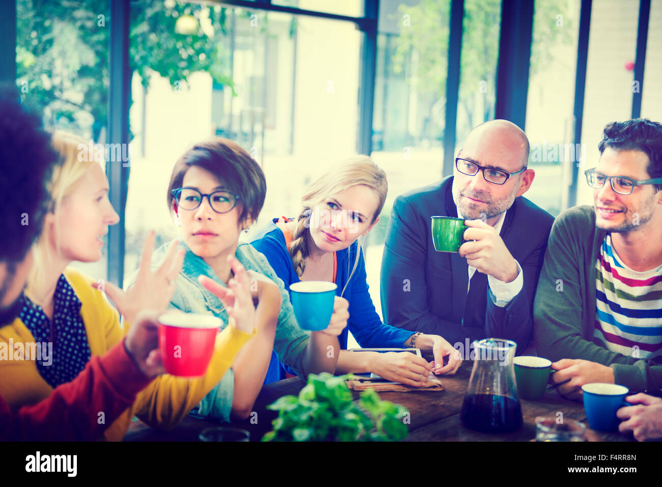 Group of People on Coffee Break Stock Photo - Alamy