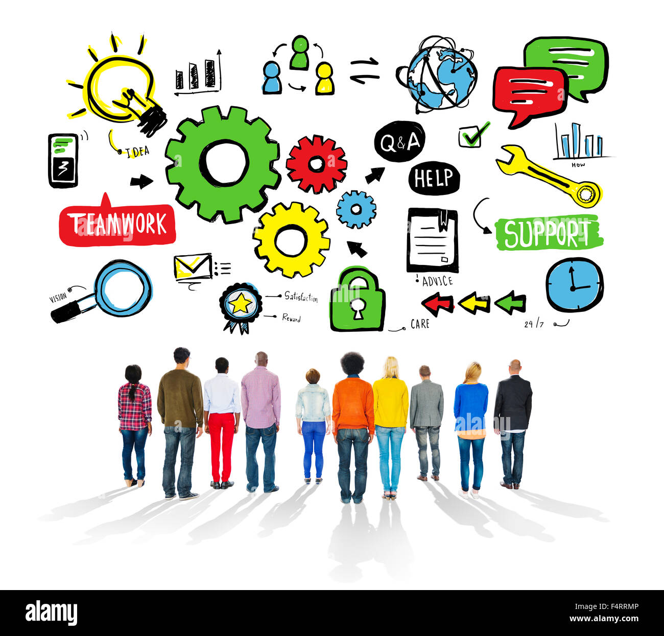 Team Teamwork Support Success Collaboration Cog Unity Concept Stock ...