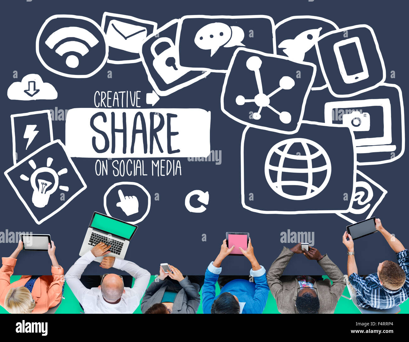 Creative Share Social Media Social Network Internet Online Concept ...