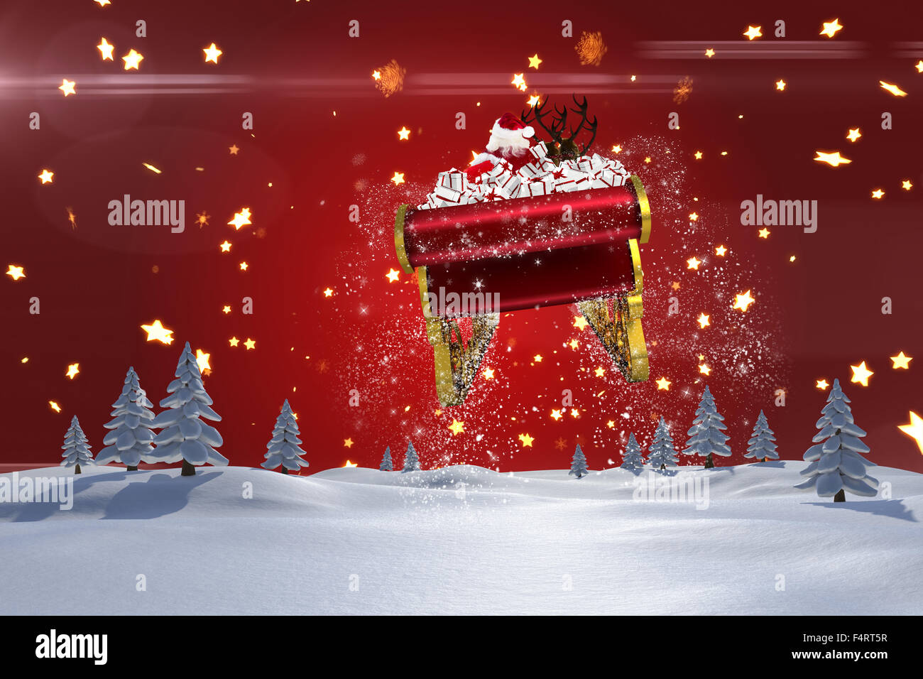Composite image of santa flying his sleigh Stock Photo - Alamy