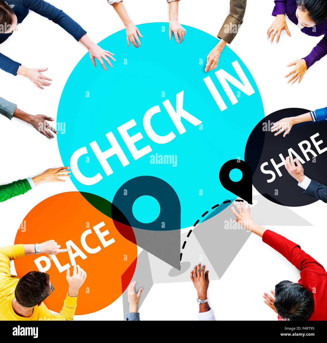 Check in Direction Navigation Share Application Concept Stock Photo - Alamy