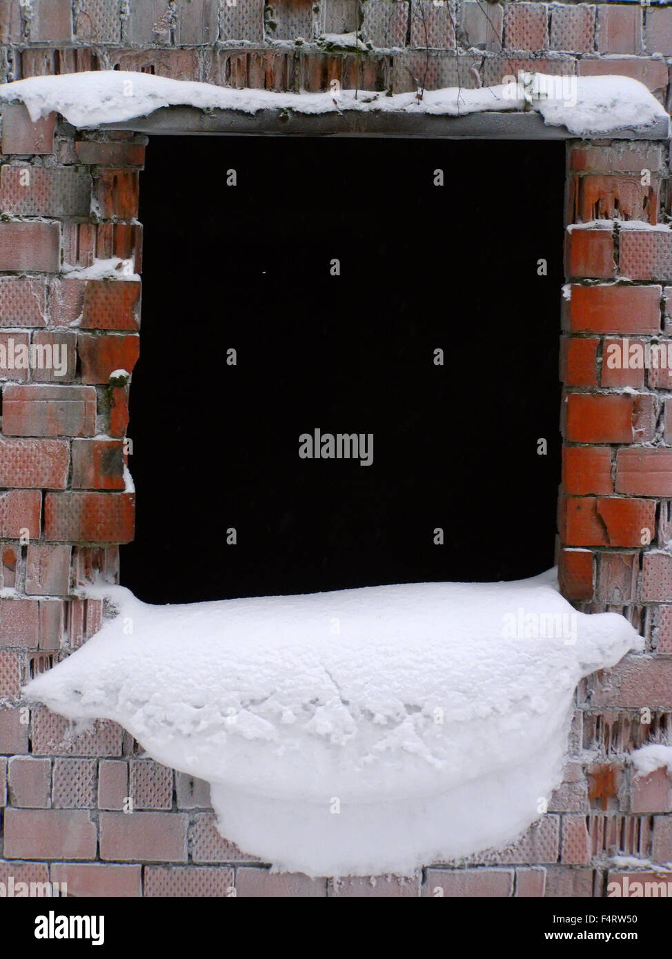 Window with a window sill from a snow cap Stock Photo - Alamy