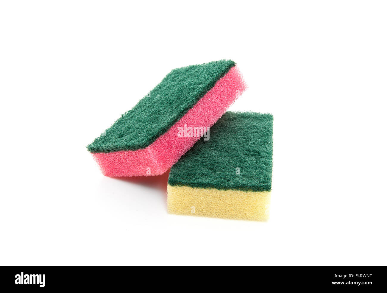 Standard scouring sponge. All on white background Stock Photo - Alamy