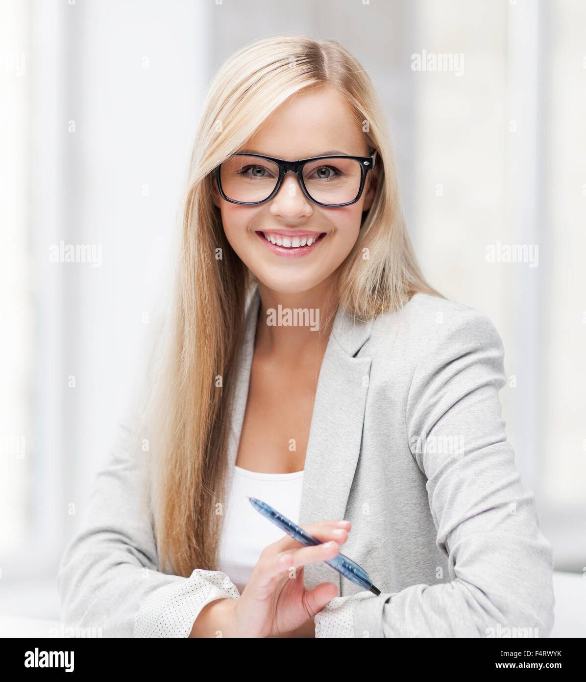businesswoman with pen Stock Photo - Alamy
