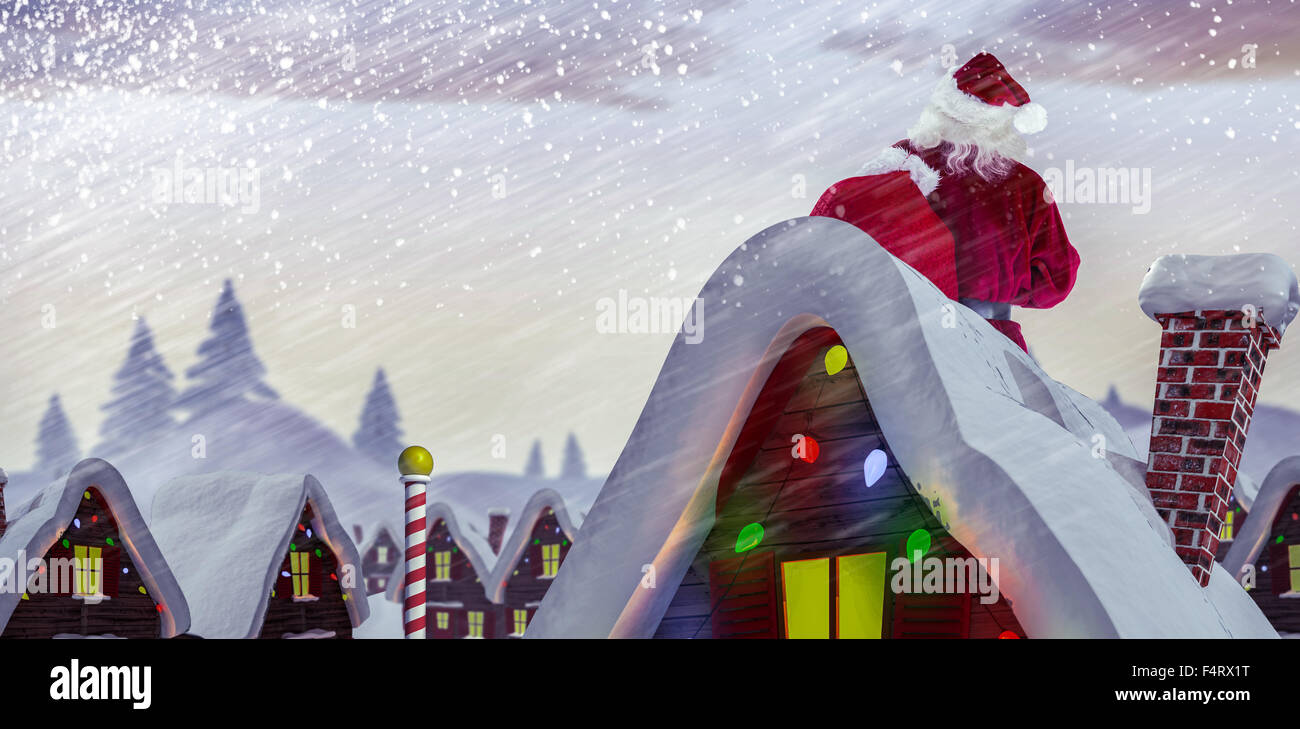 Santa delivery presents to village Stock Photo - Alamy