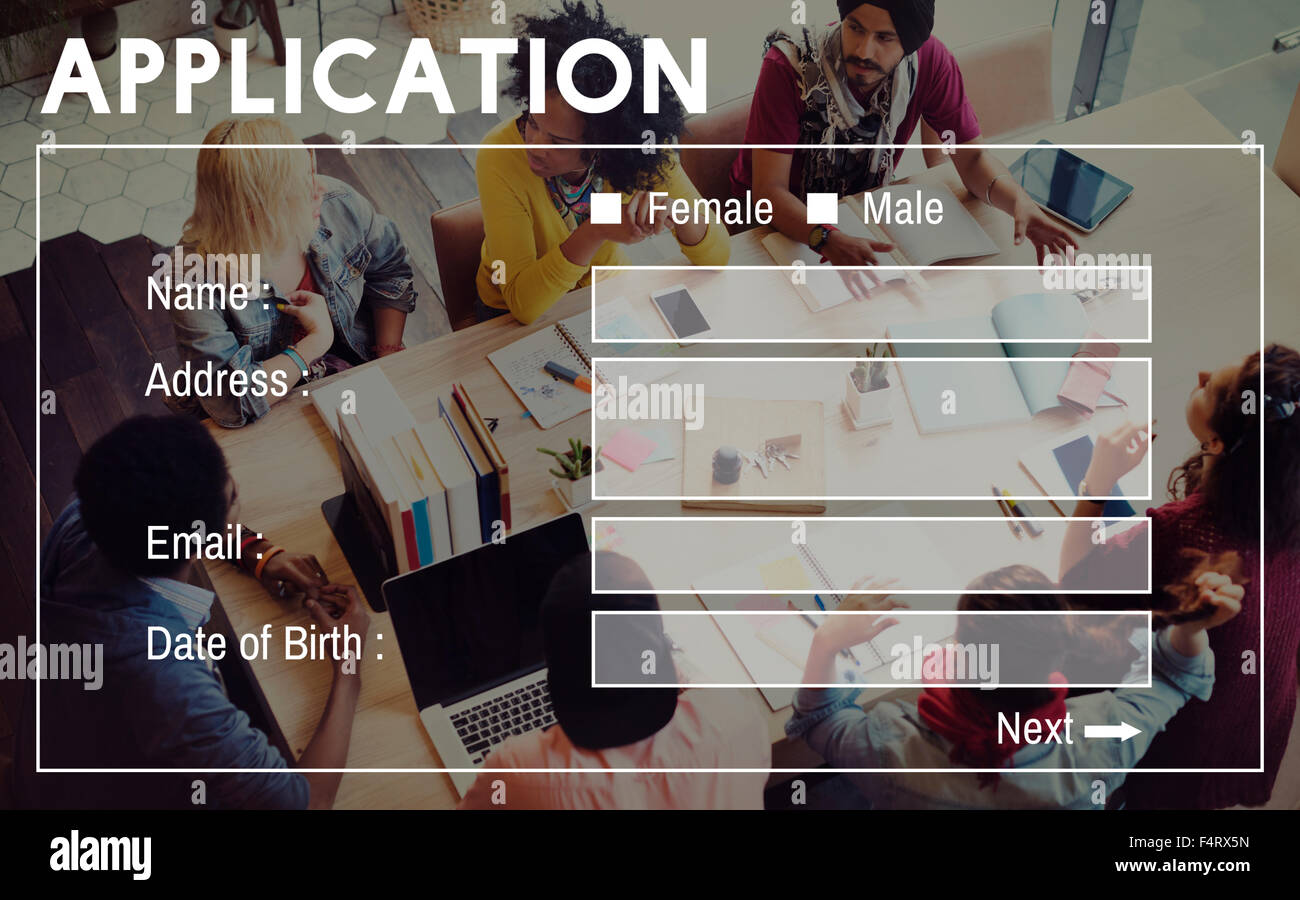 Application Form Interface Webpage Register Concept Stock Photo - Alamy