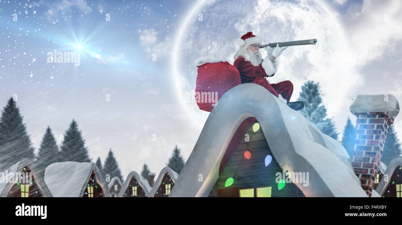 Santa delivery presents to village Stock Photo - Alamy