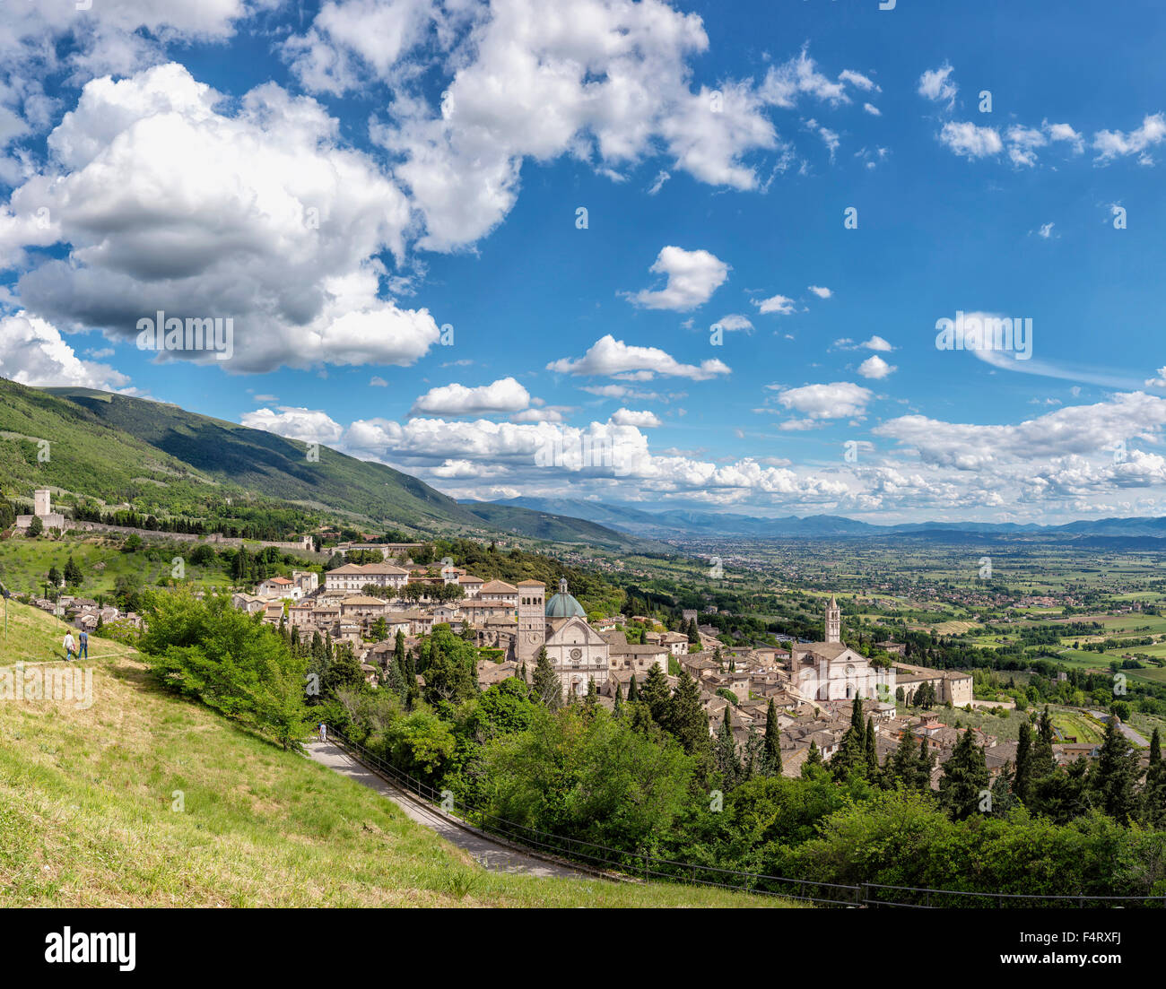 Italy, Europe, Assisi, Umbria, View, castle, Rocca Maggiore, village ...