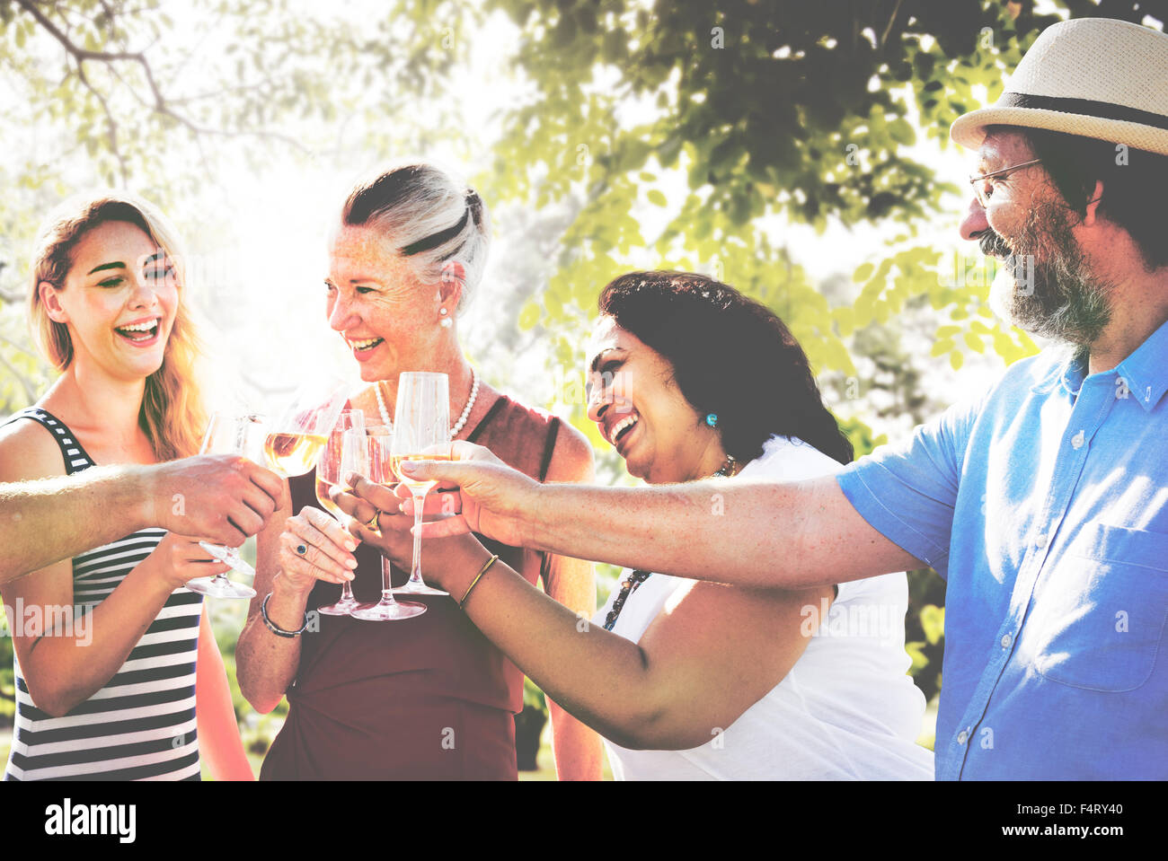 Diverse Neighbors Drinking Party Yard Concept Stock Photo - Alamy