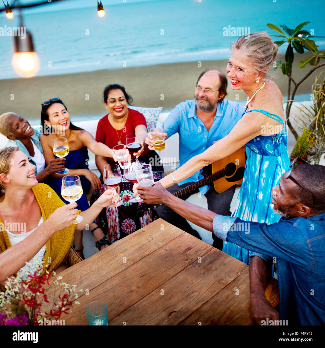 Friends Celebration Beach Happiness Concept Stock Photo - Alamy