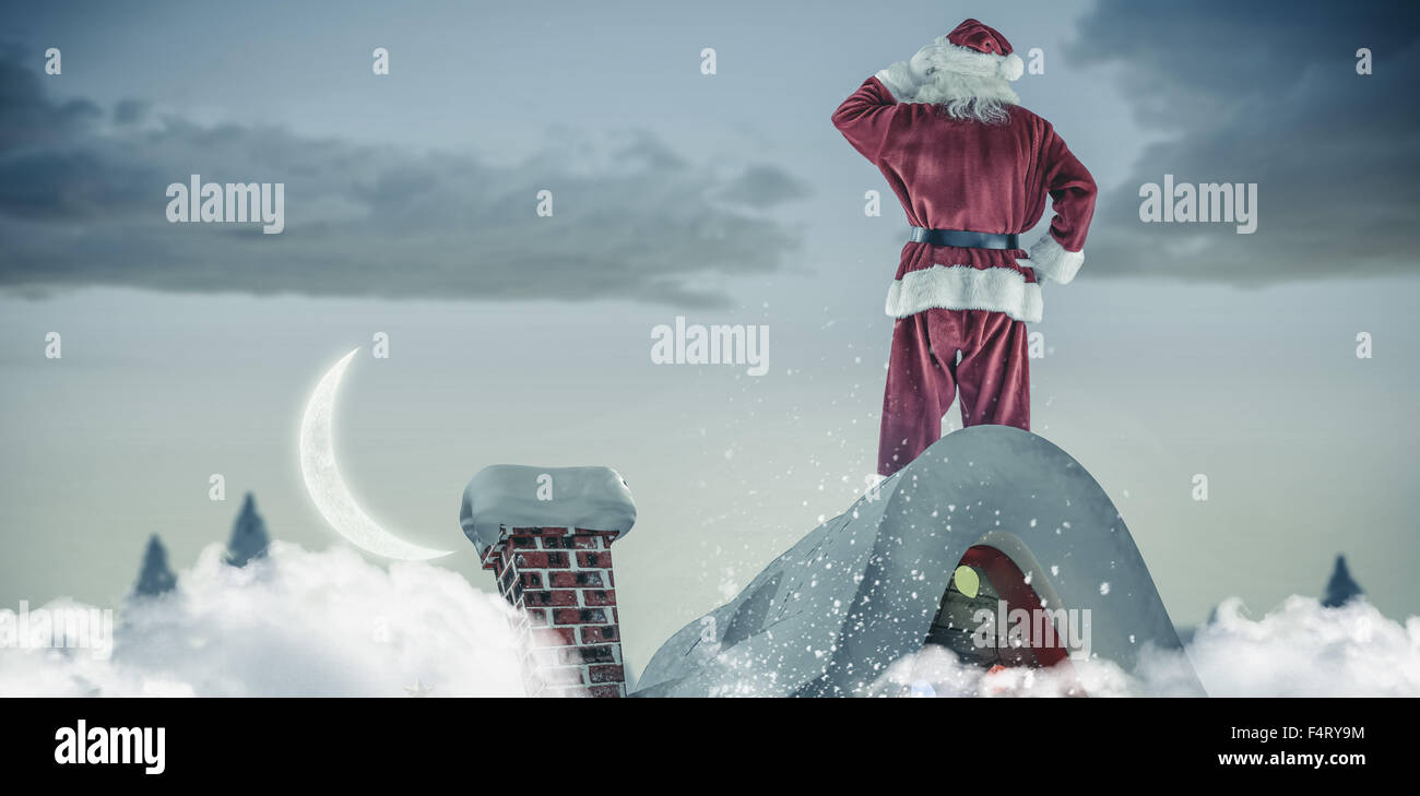 Santa delivery presents to village Stock Photo - Alamy