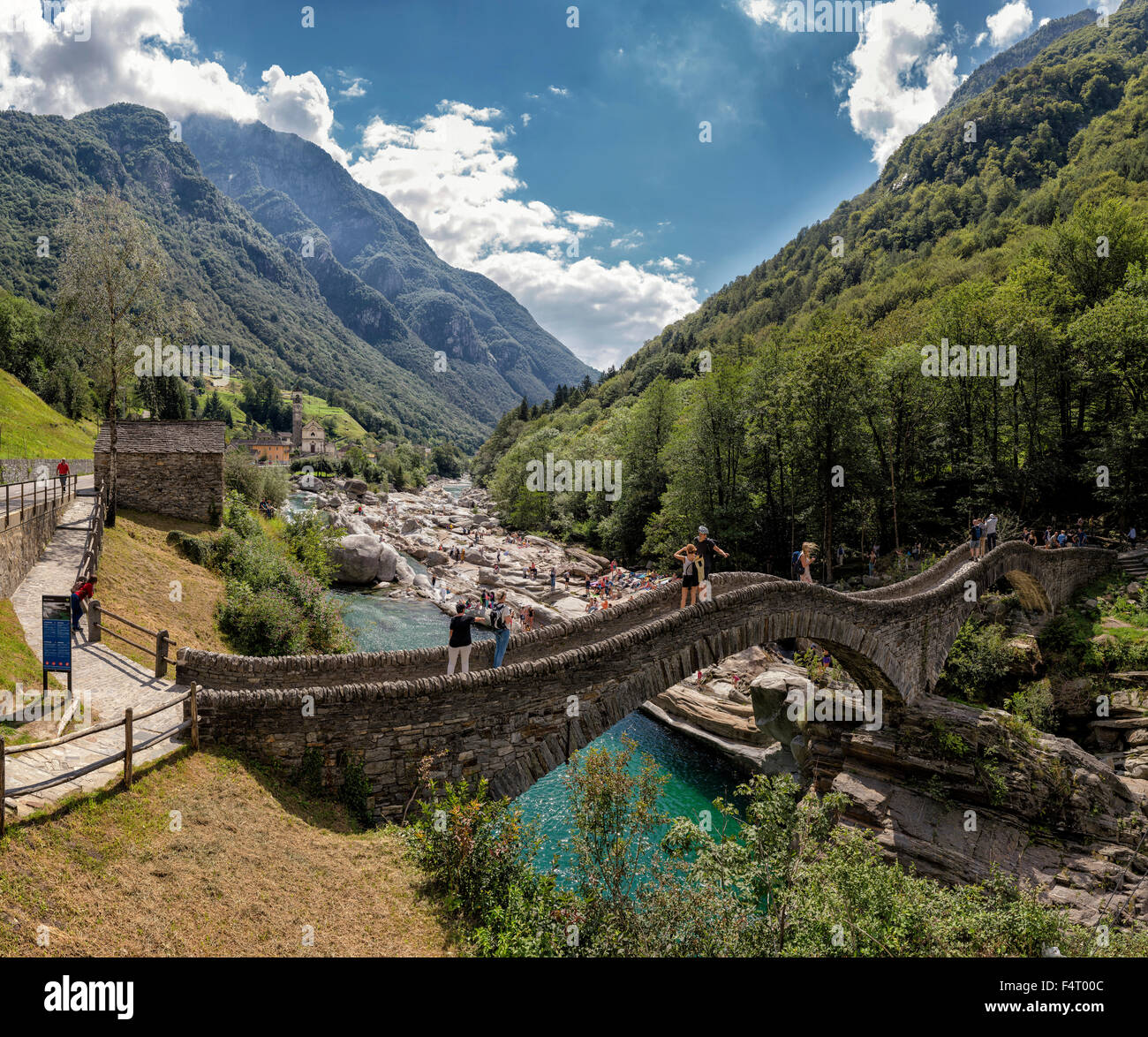 Switzerland, Europe, Lavertezzo, Ticino, Arch, bridge, Ponte dei Salti ...