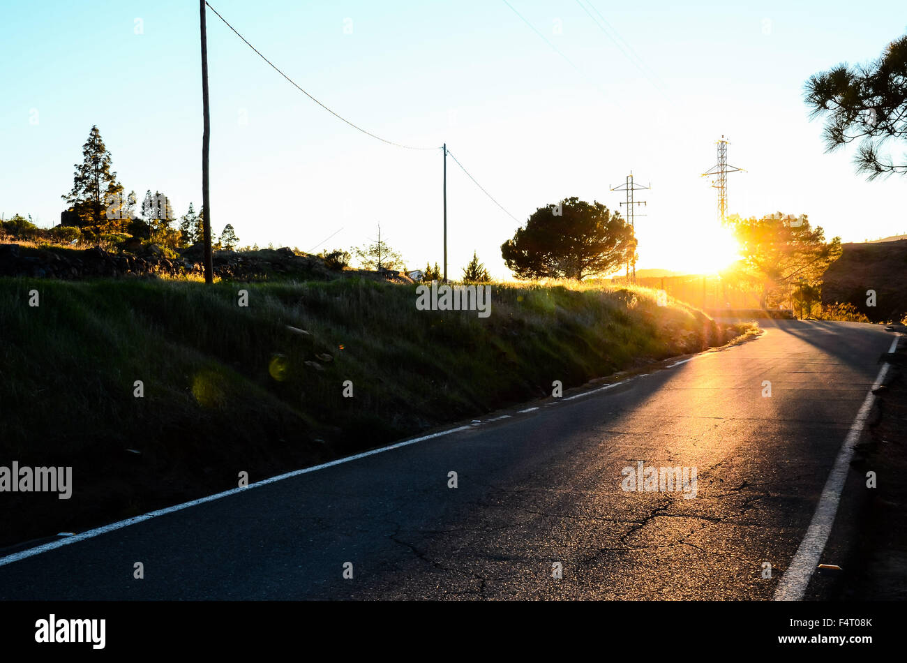 Long Lonely Road Stock Photo - Alamy