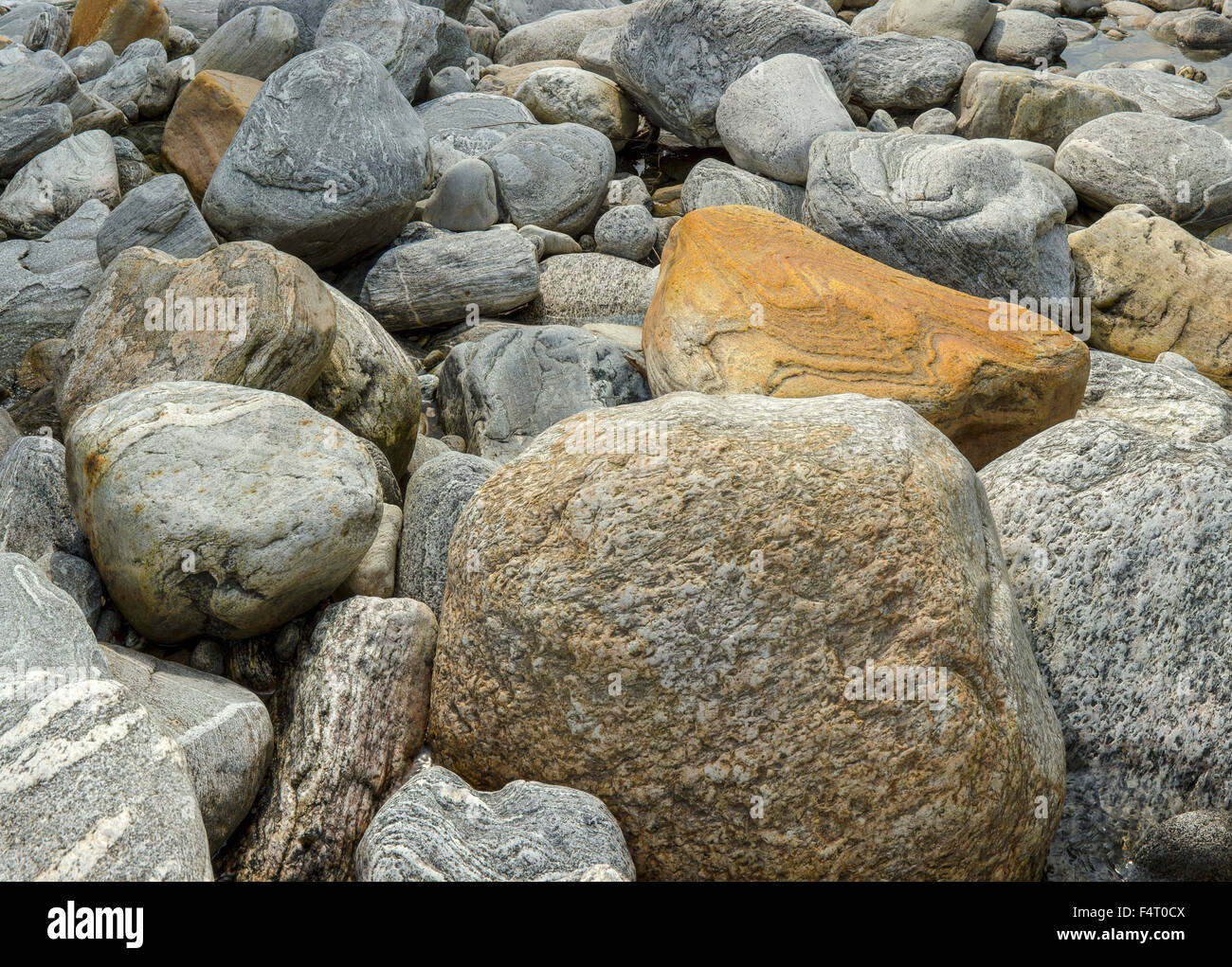 Switzerland, Europe, Tegna, Ticino, Large, coloured, pebbles, Maggia ...