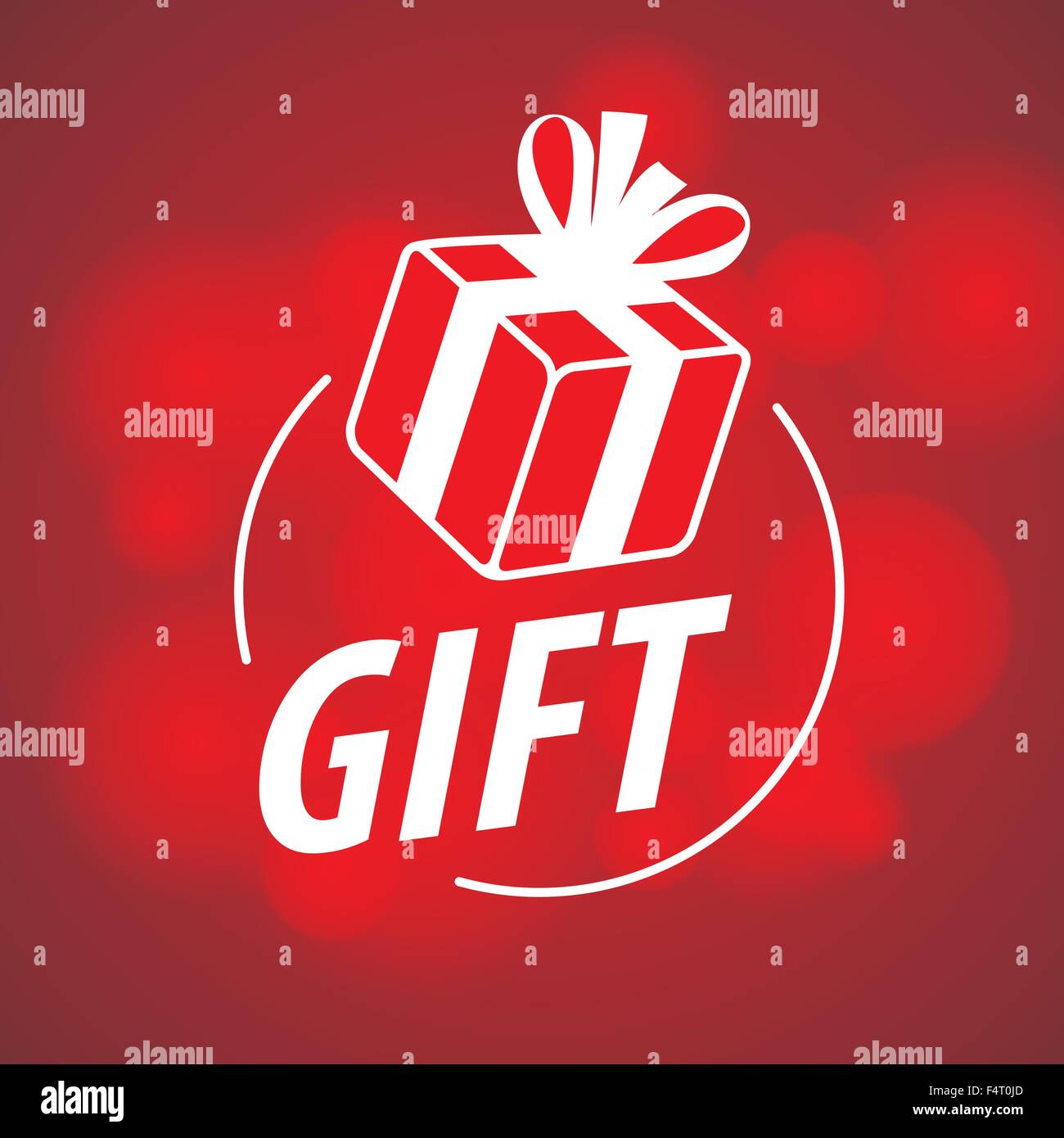 Round vector logo gift on a red background Stock Vector Image & Art - Alamy