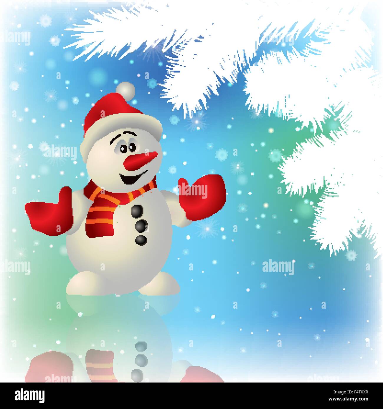 Abstract Christmas blue background with snowman and snowflakes Stock ...