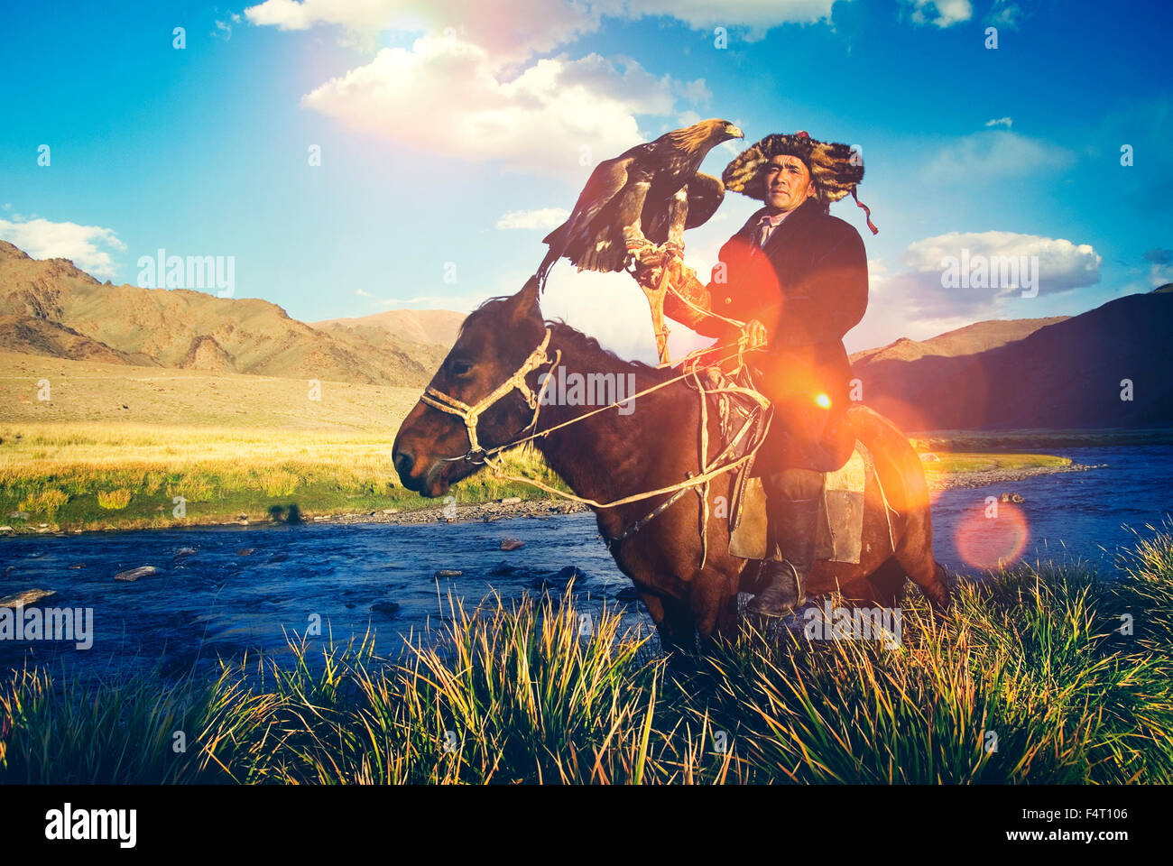 Kazakh Trained Eagle Equestrian Olgei Mongolia Concept Stock Photo - Alamy