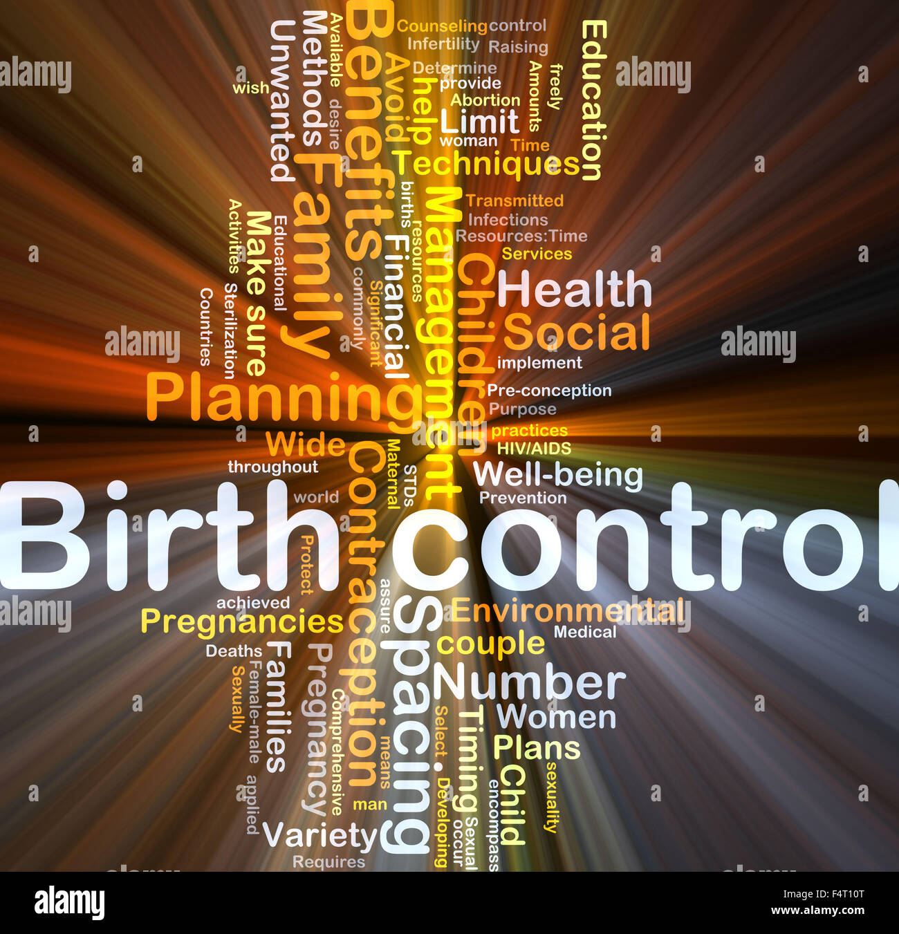 Background concept wordcloud illustration of birth control glowing ...