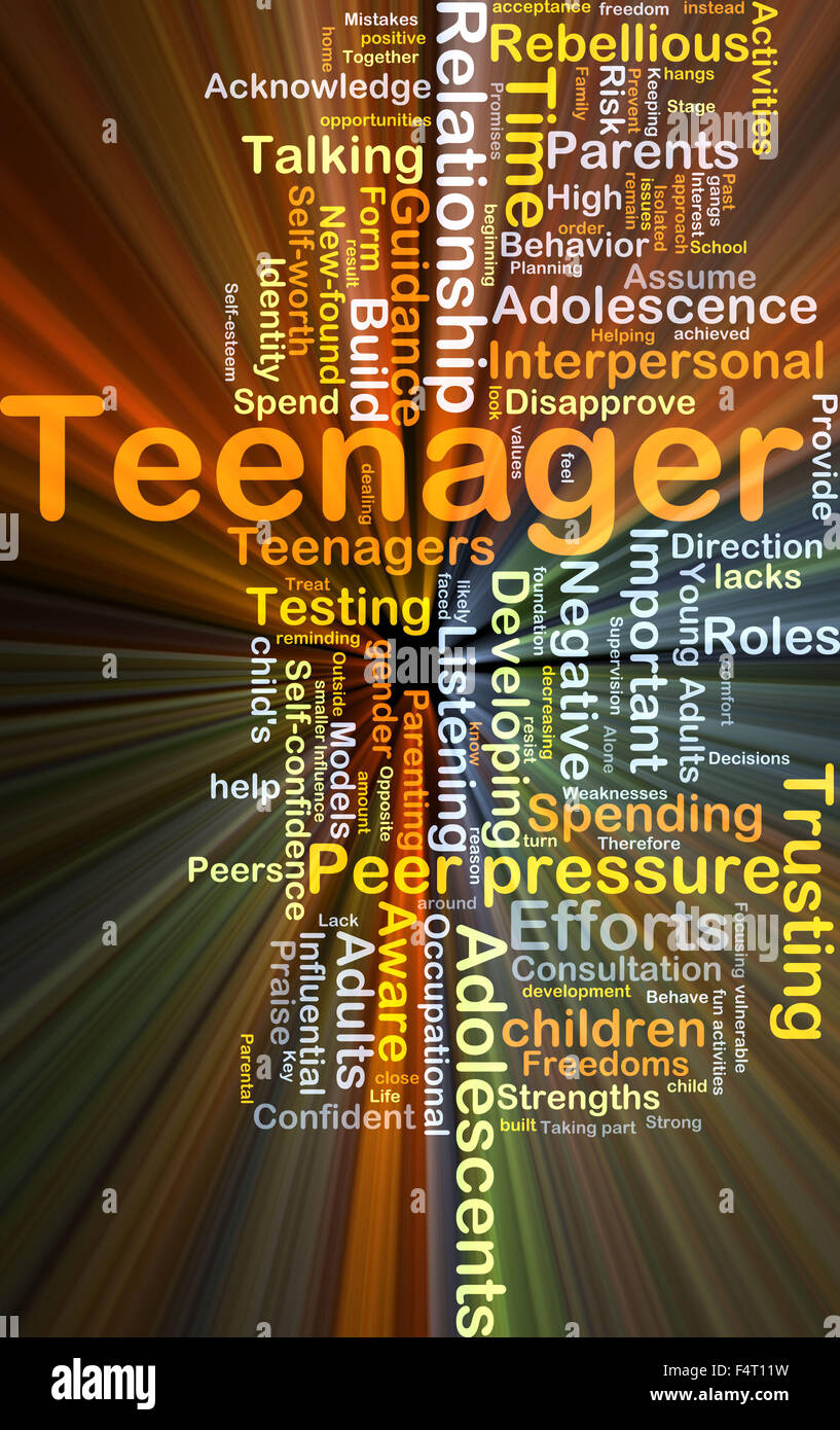 Background concept wordcloud illustration of teenager glowing light ...