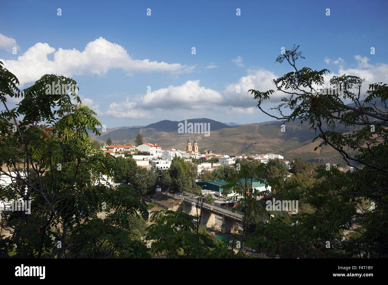 A view of Orgiva, a town in the Alpujarra mountains in Granada ...