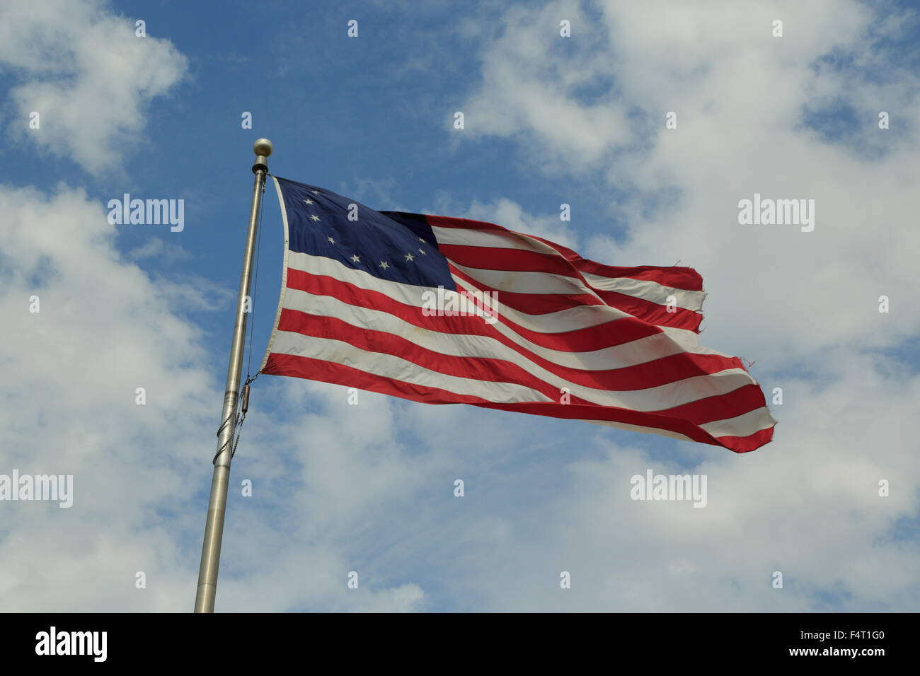 A "Betsy Ross" flag flying in the historic district of Savannah ...