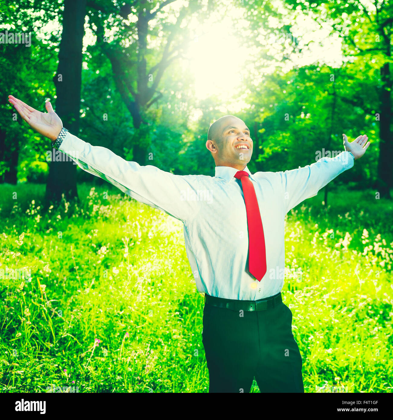 Business Relaxation Refreshing Freedom Nature Concept Stock Photo - Alamy
