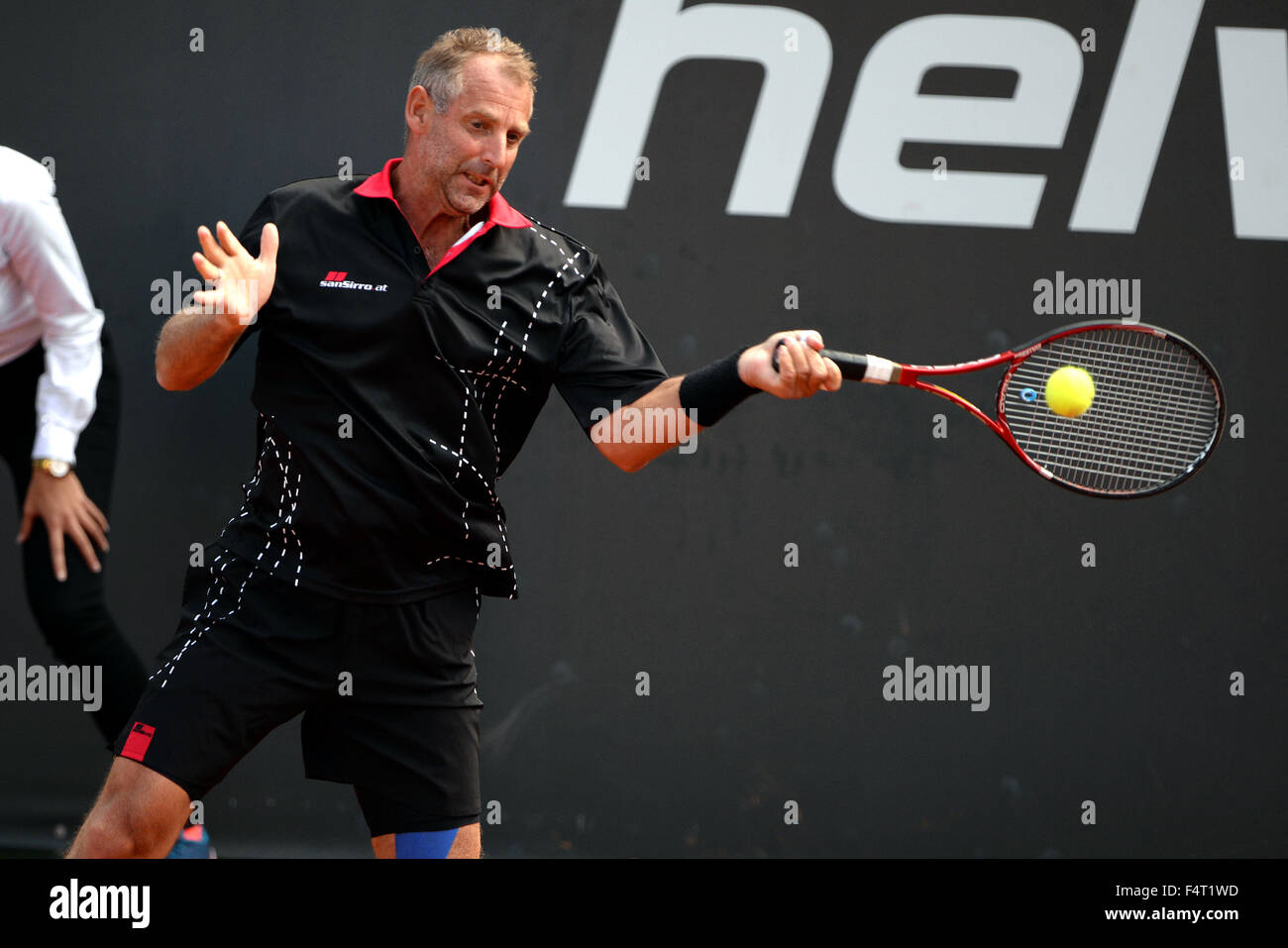 Thomas Muster, former professional tennis player playing a match in the ...
