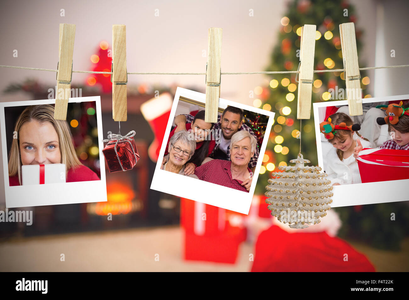 Composite image of christmas photos on a line Stock Photo - Alamy