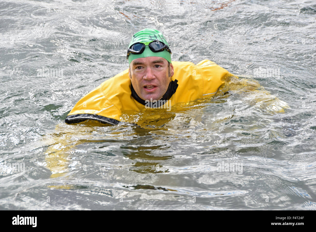 CHRISTOPHER SWAIN during his swim of the Gowanus Canal. Brooklyn, New ...
