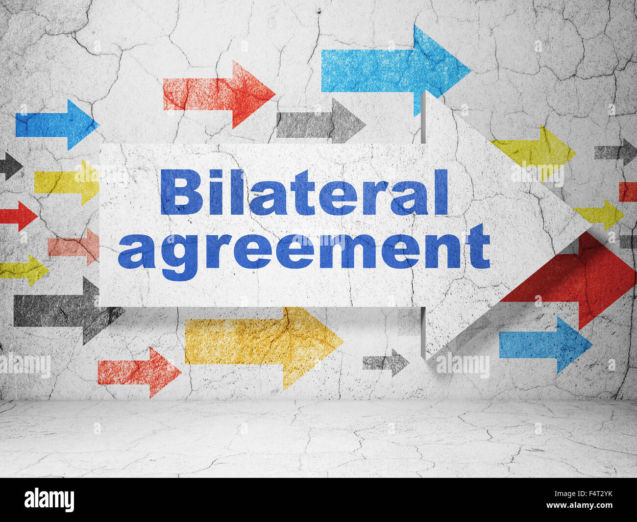 Insurance concept: arrow with Bilateral Agreement on grunge wall ...