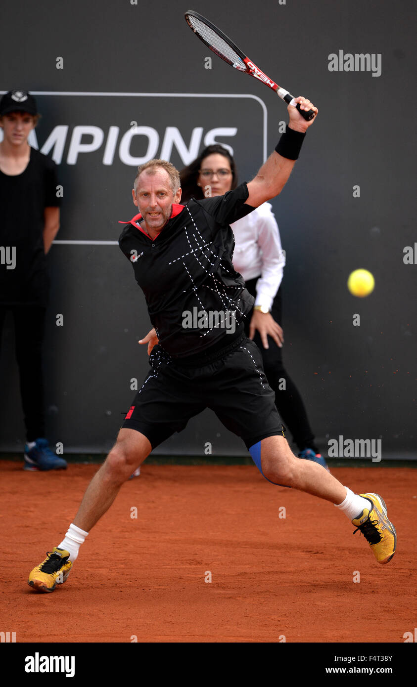Thomas Muster, former professional tennis player playing a match in the ...