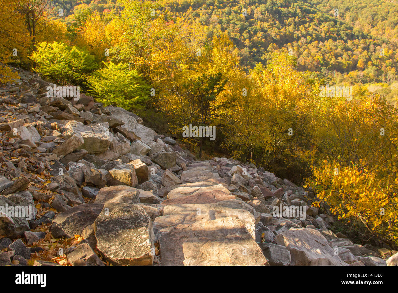 1000 Steps Trail in Huntingdon Pennsylvania on a brightly colored fall ...