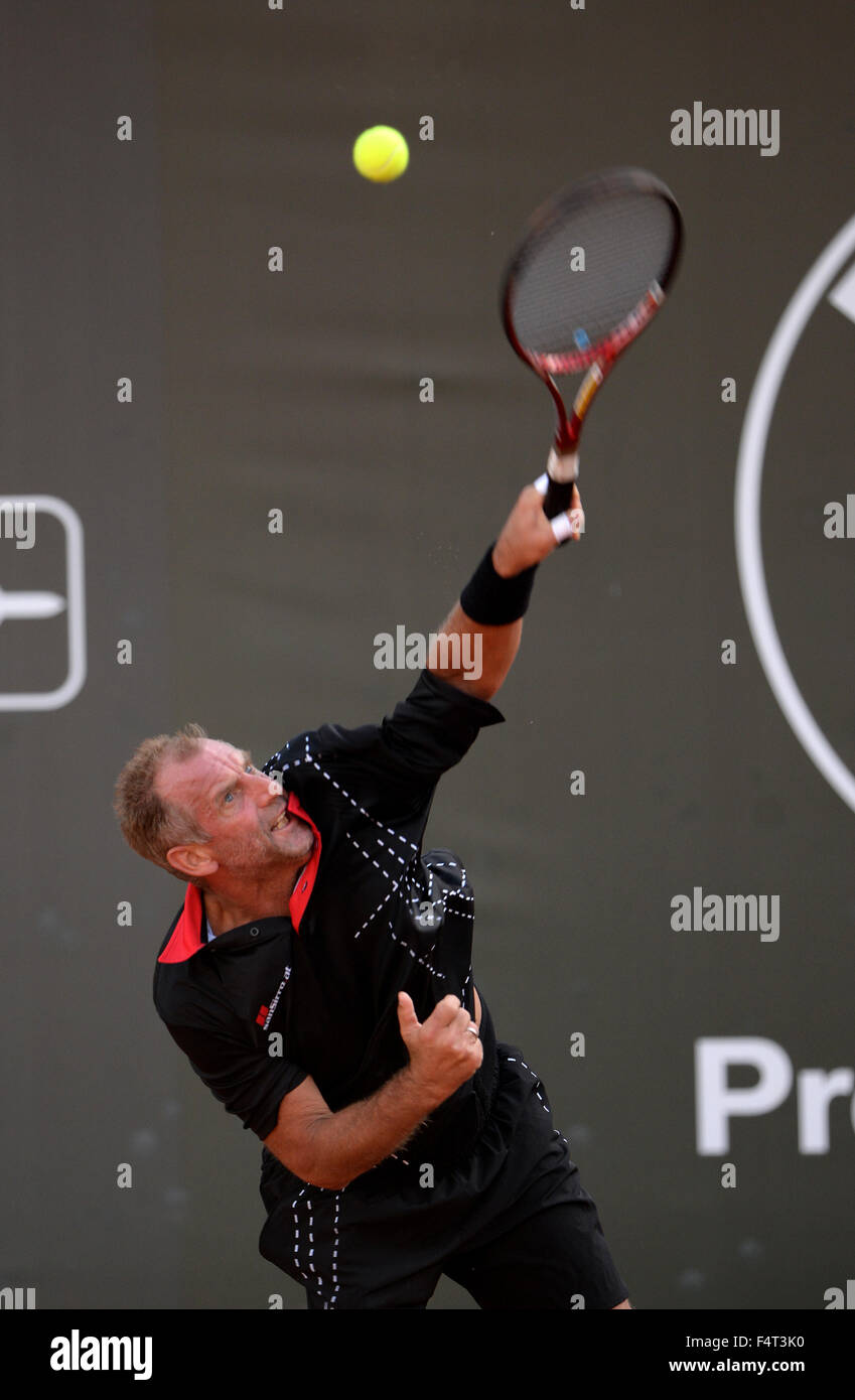 Thomas Muster, former professional tennis player playing a match in the ...