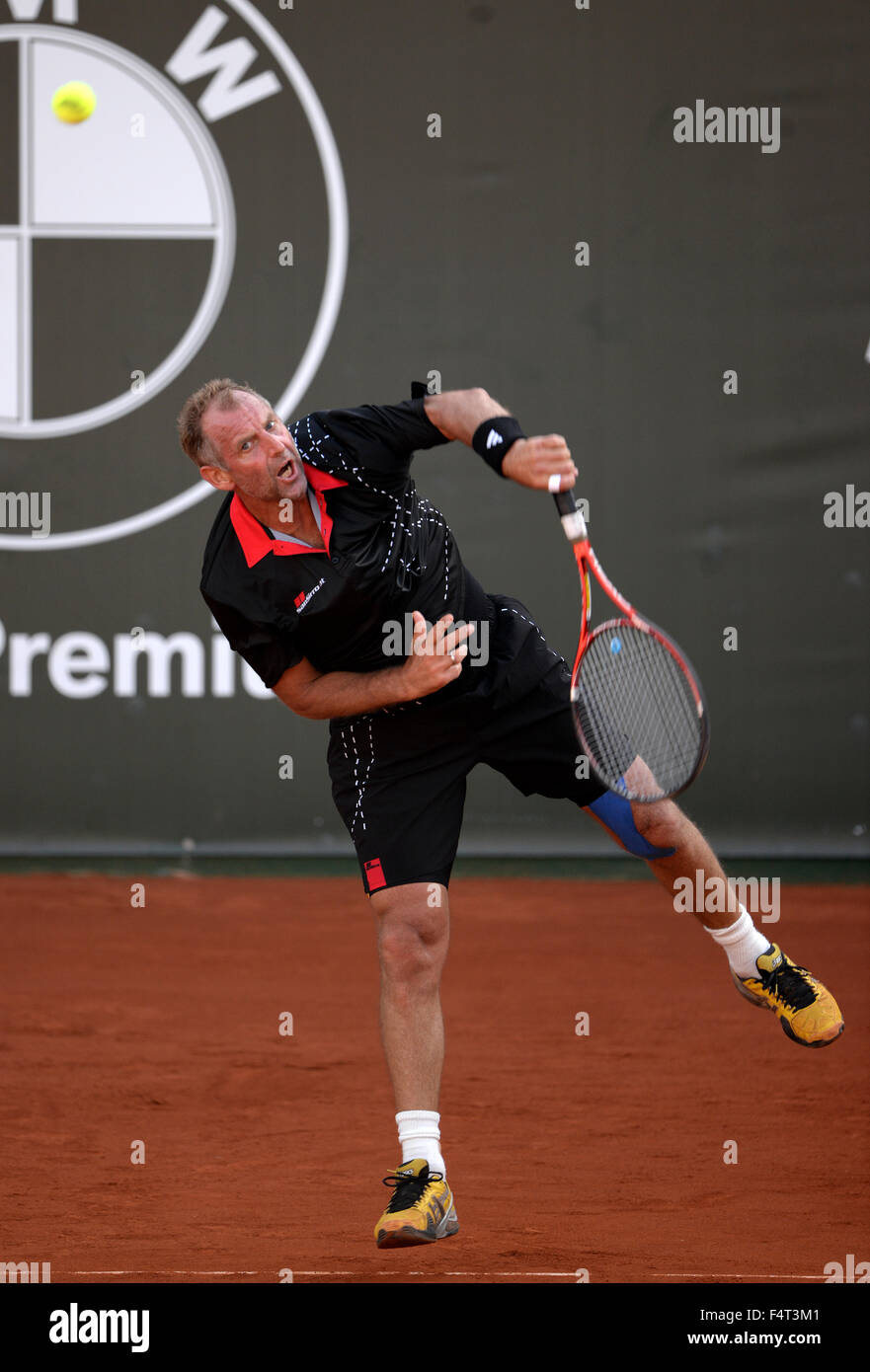 Thomas Muster, former professional tennis player playing a match in the ...