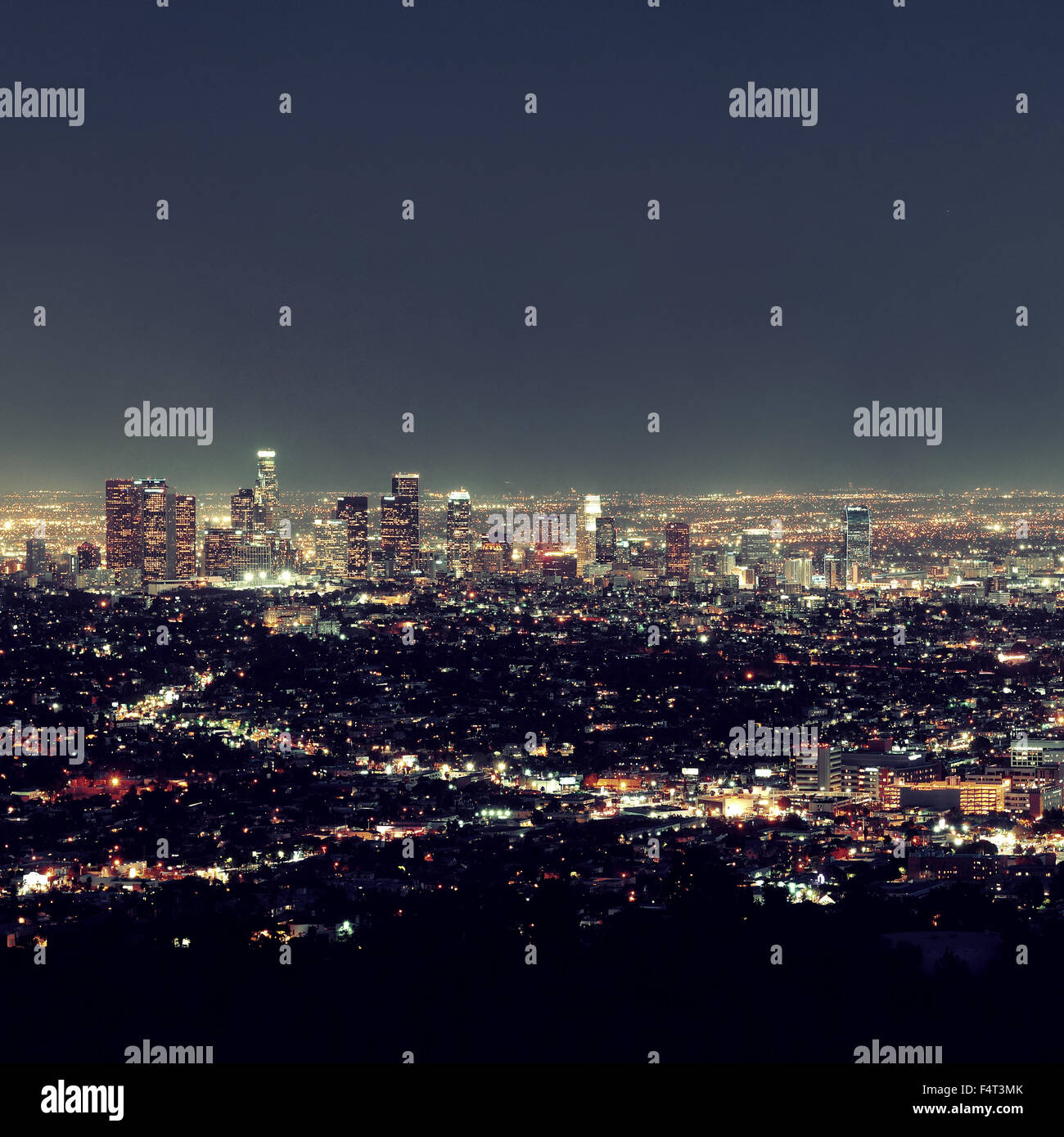 Los Angeles at night with urban buildings Stock Photo - Alamy