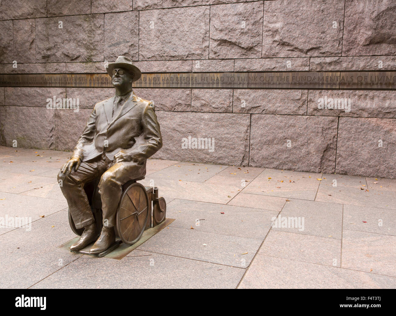 WASHINGTON, DC, USA - Franklin Roosevelt Memorial. Bronze statue of FDR ...