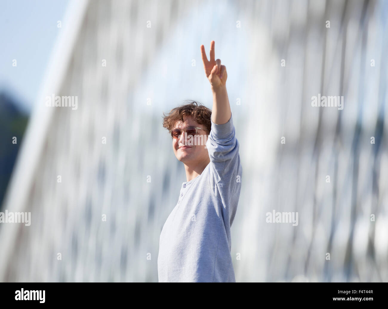 Hand making v sign hi-res stock photography and images - Alamy