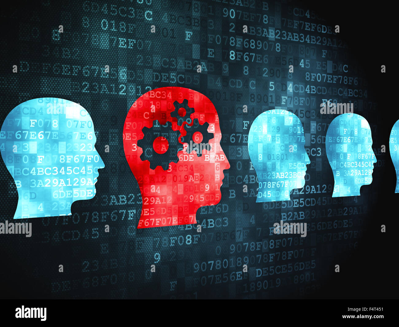 Learning concept: Head With Gears on digital background Stock Photo - Alamy