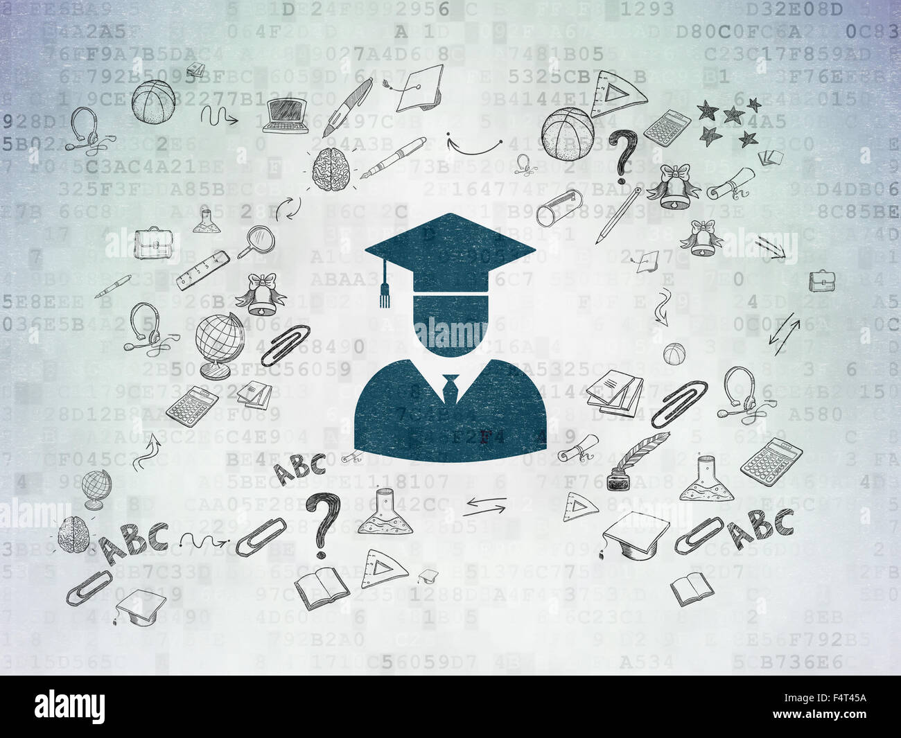 Learning concept: Student on Digital Paper background Stock Photo - Alamy