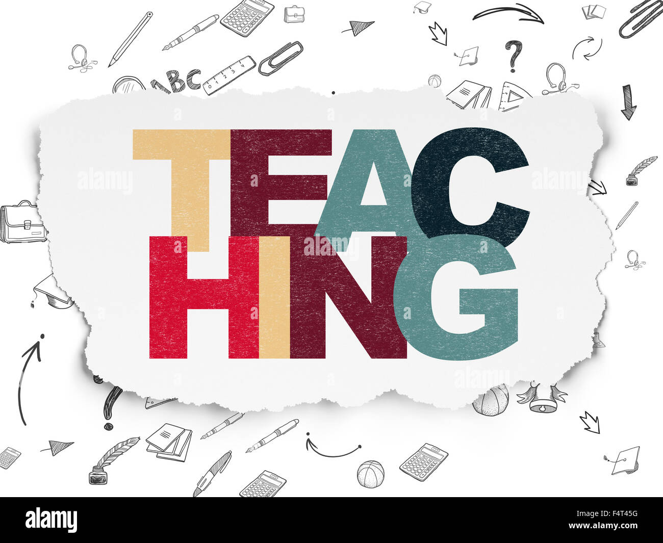 Education concept: Teaching on Torn Paper background Stock Photo - Alamy