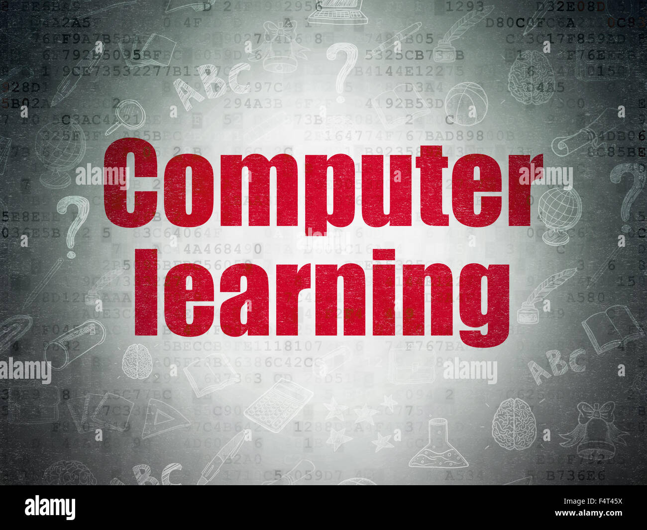 Studying concept: Computer Learning on Digital Paper background Stock ...