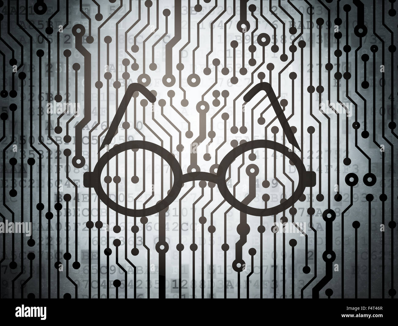 Learning concept: circuit board with Glasses Stock Photo - Alamy