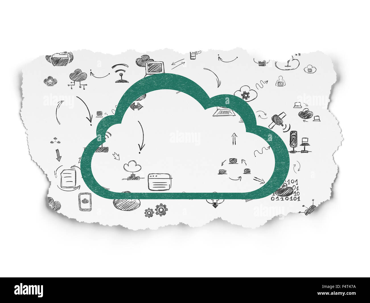 Cloud computing concept: Cloud on Torn Paper background Stock Photo - Alamy