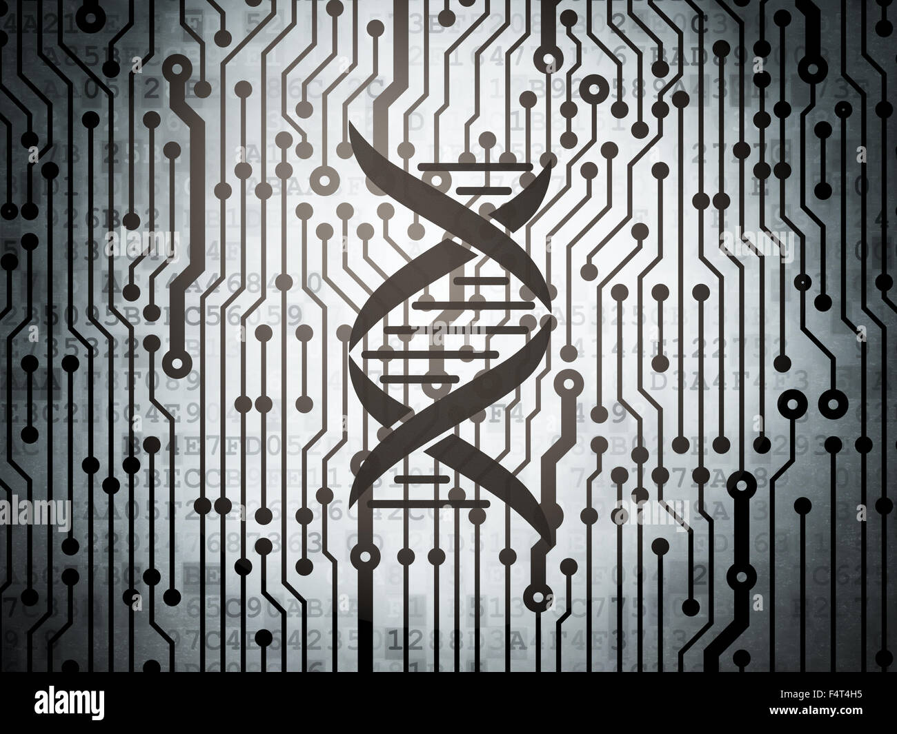Science concept: circuit board with DNA Stock Photo - Alamy