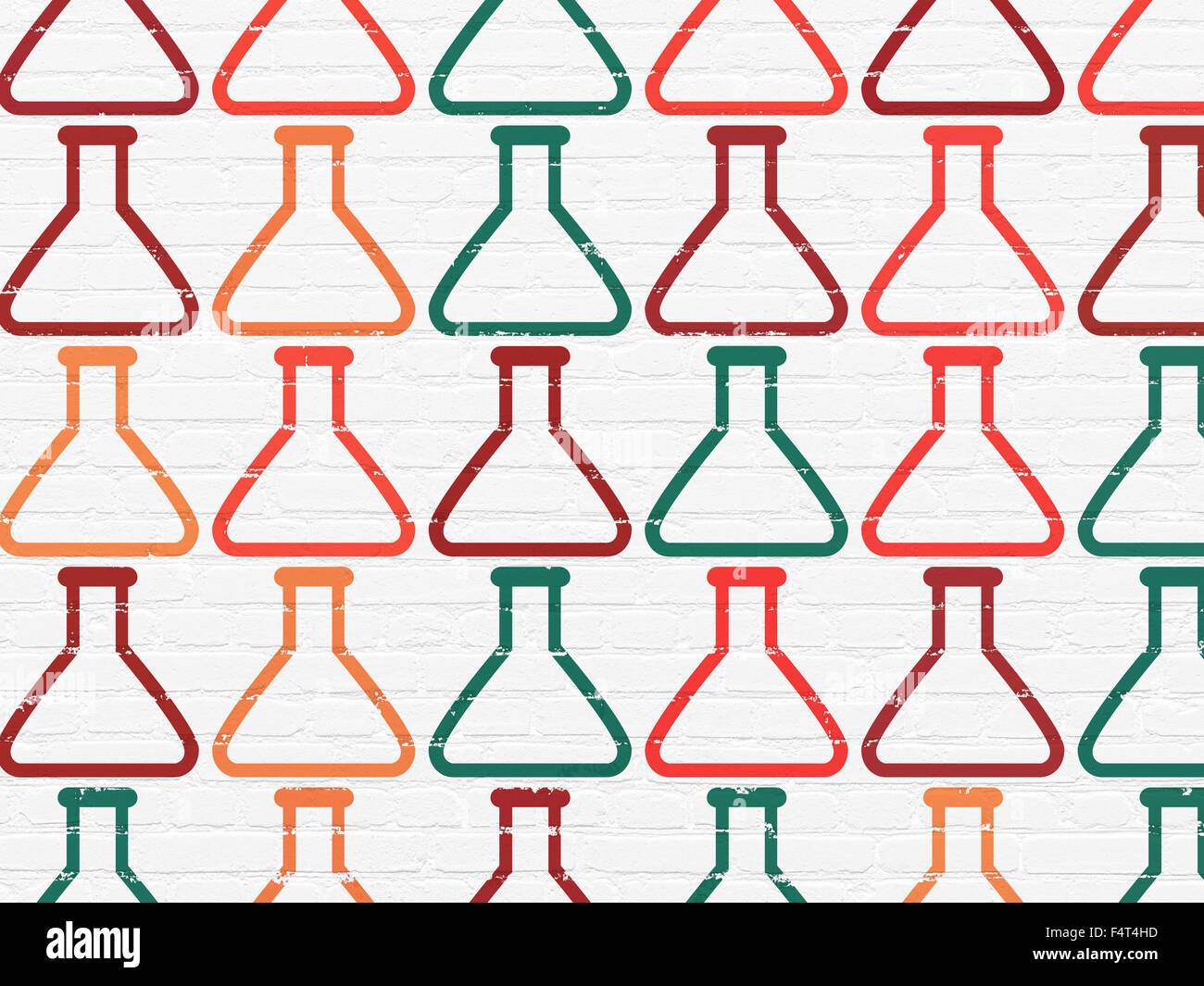 Science concept: Flask icons on wall background Stock Photo - Alamy