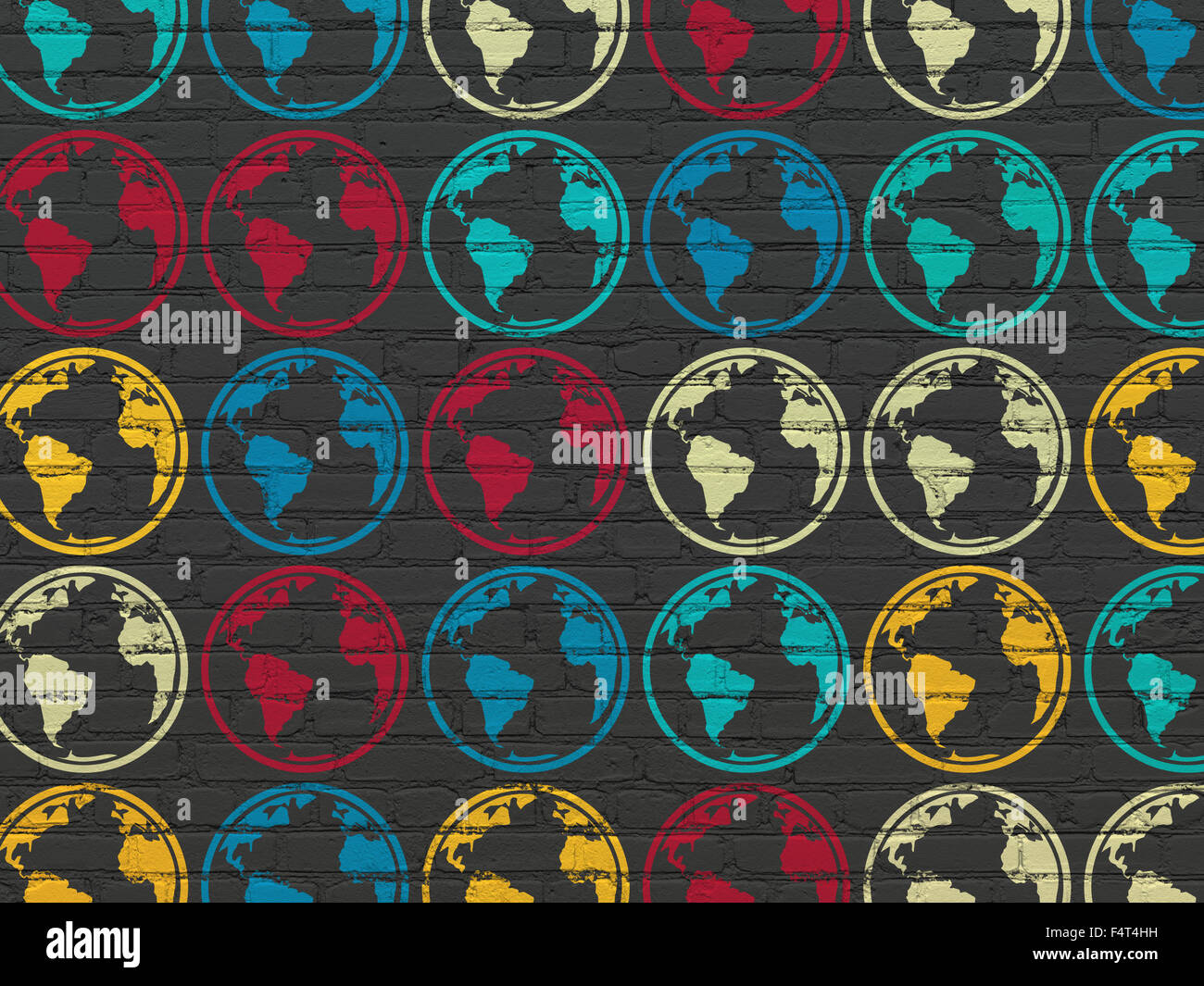 Science concept: Globe icons on wall background Stock Photo - Alamy