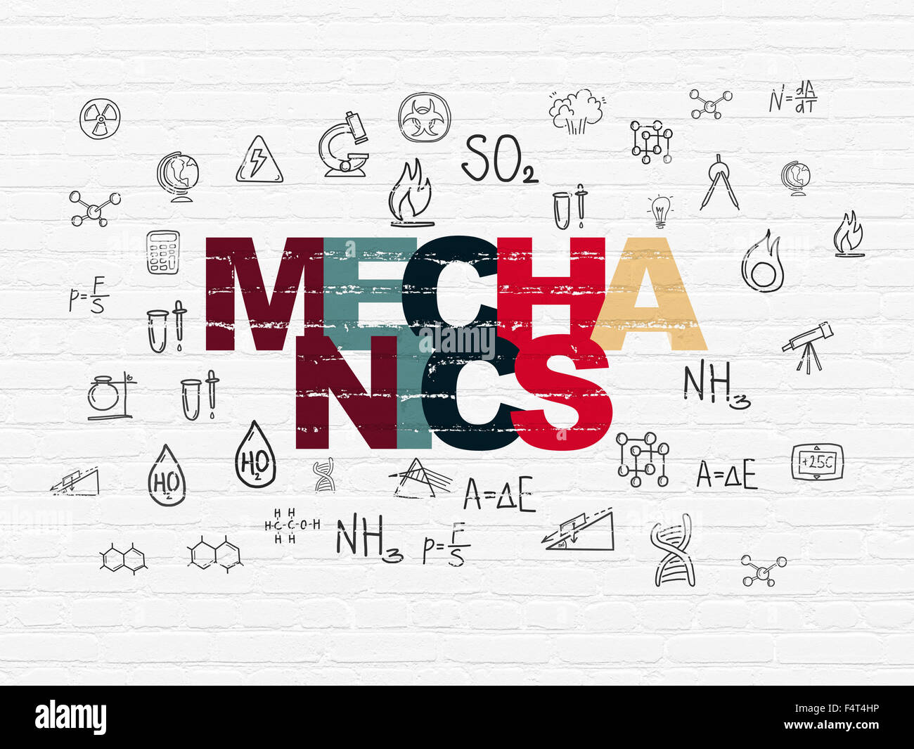 Science concept: Mechanics on wall background Stock Photo - Alamy