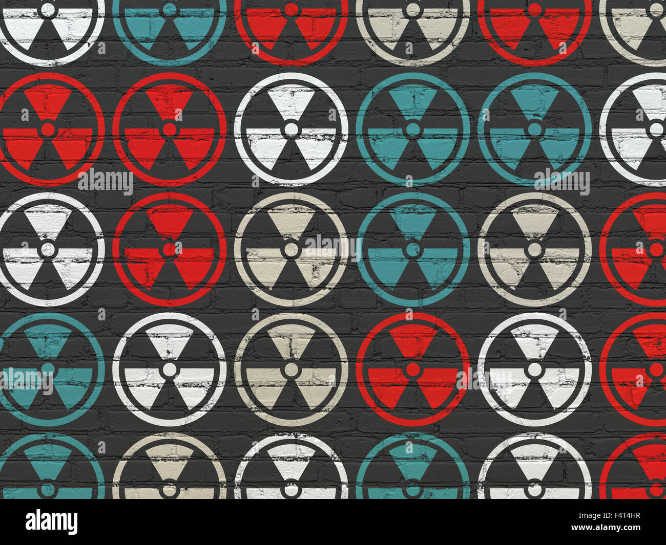 Science concept: Radiation icons on wall background Stock Photo - Alamy