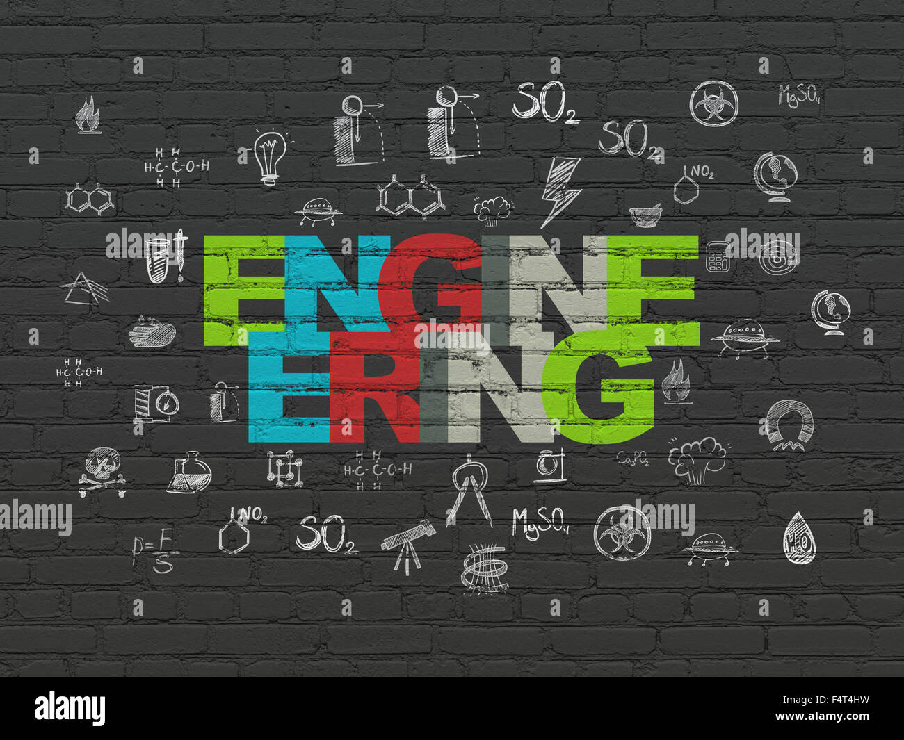 Science concept: Engineering on wall background Stock Photo - Alamy